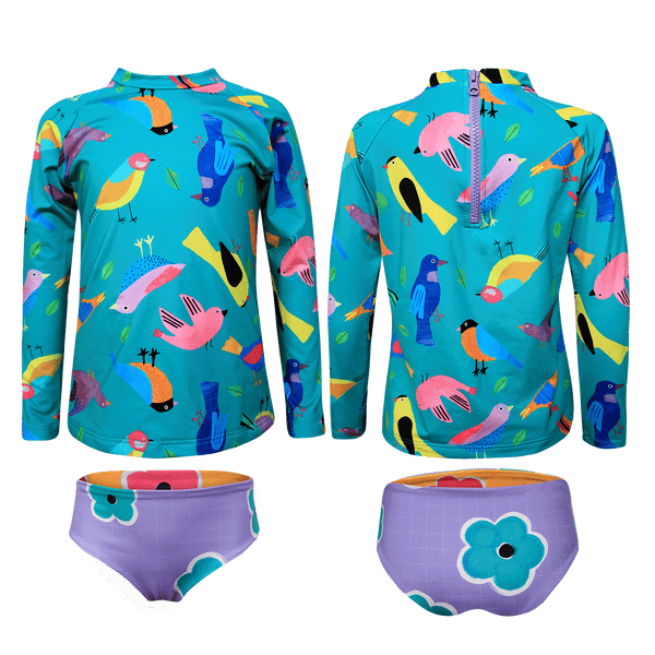 Birds Collage- Rash guard Set – Lemon Drop Children's Shop